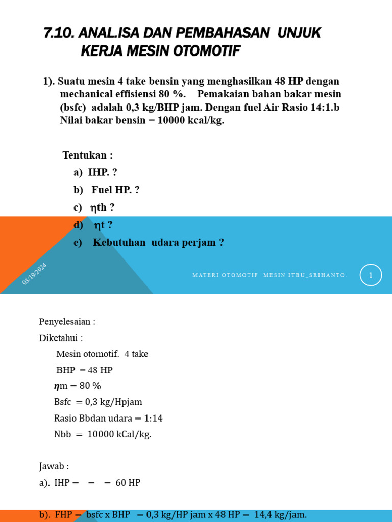 Modul 12 Latihan Analisa Daya Mesin Otomotif | PDF