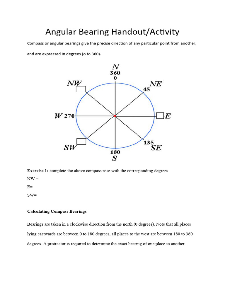 Angular Bearing Handout and Activity | PDF