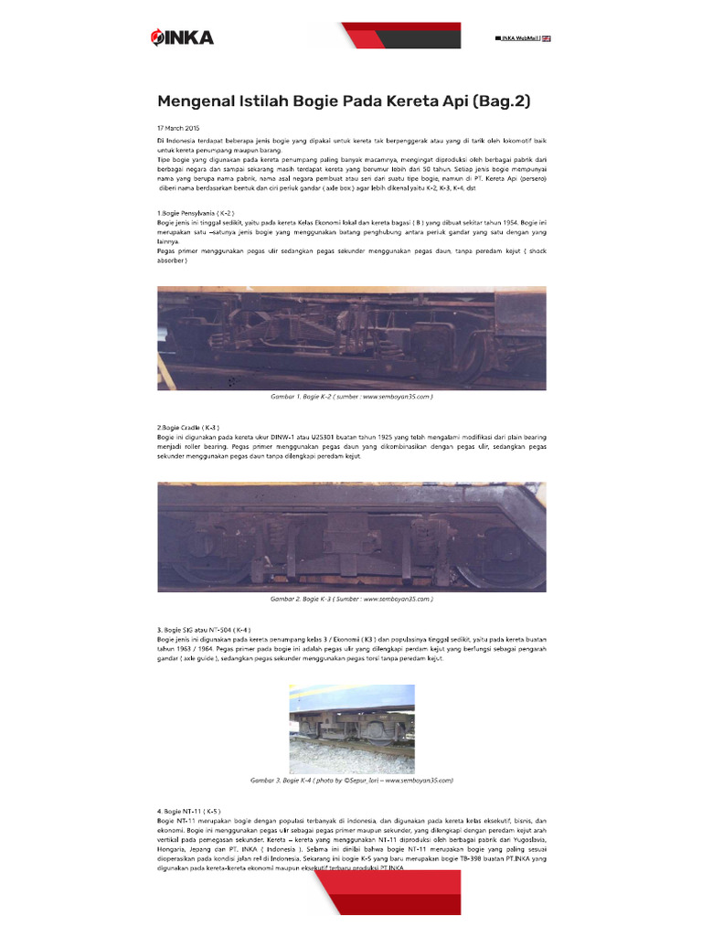 Mengenal Istilah Bogie Pada Kereta Api (Bag.2) | PDF