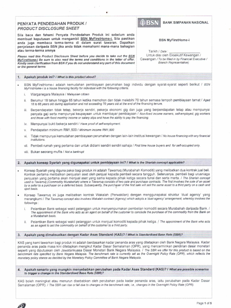 Borang Permohonan Pinjaman BSN | PDF