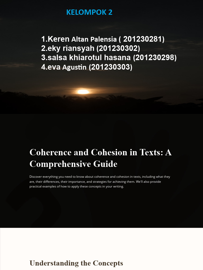 Coherence and Cohesion in Texts A Comprehensive Guide | PDF | Human ...