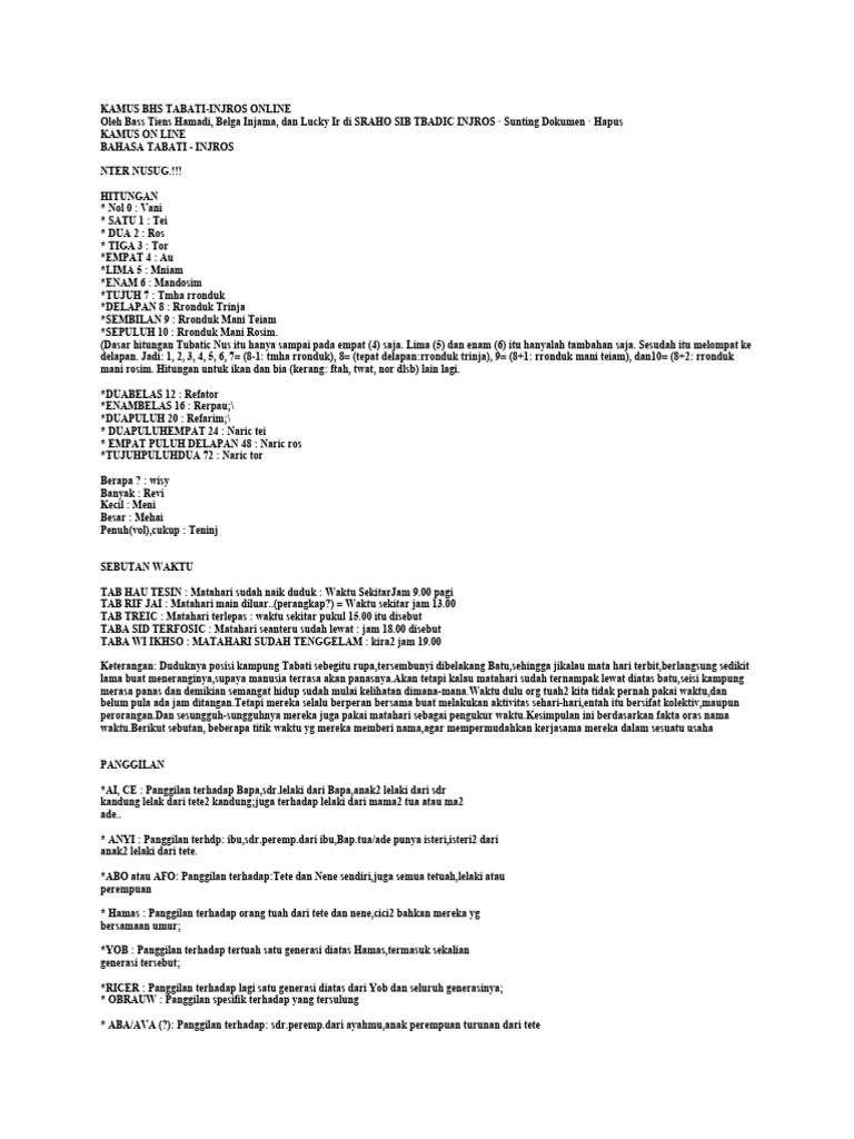 Kamus BHS Tabati | PDF