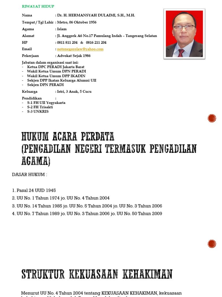 Materi Hukum Acara Perdata Bapak Hermansyah (28 Mei 2023) | PDF