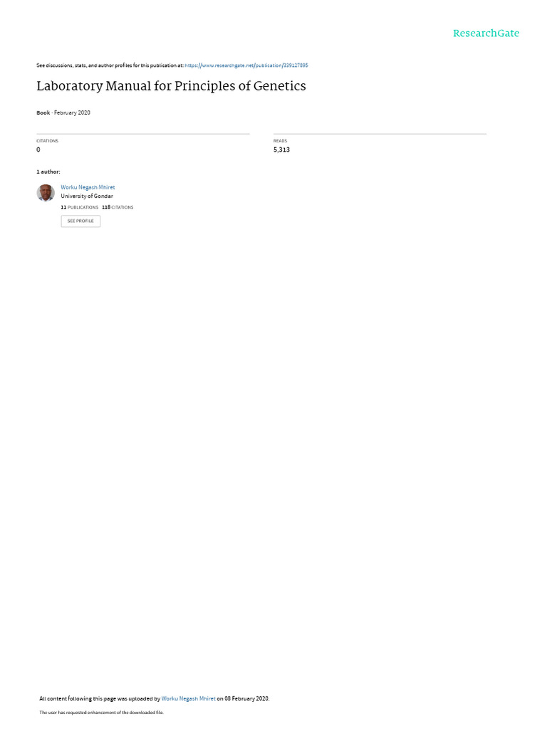 Laboratory Manual in Genetics | PDF