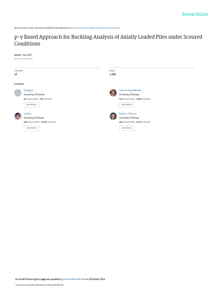P-Y Based Approach For Buckling Analysis of Axiall | Download Free PDF | Buckling | Deep Foundation