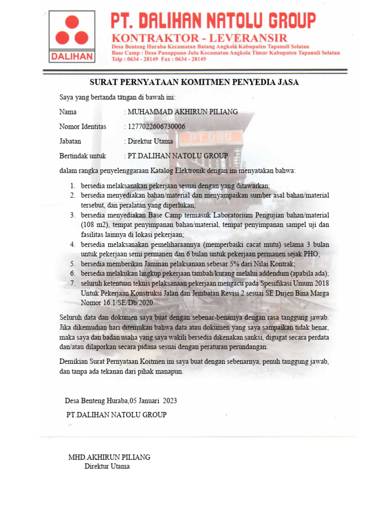 Pernyataan Komitmen | PDF