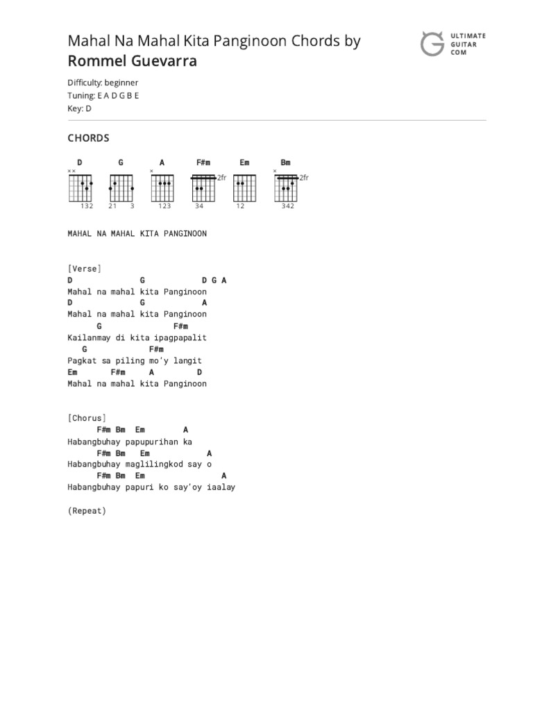 Mahal Na Mahal Kita Panginoon Chords by Rommel Guevarratabs at Ultimate ...