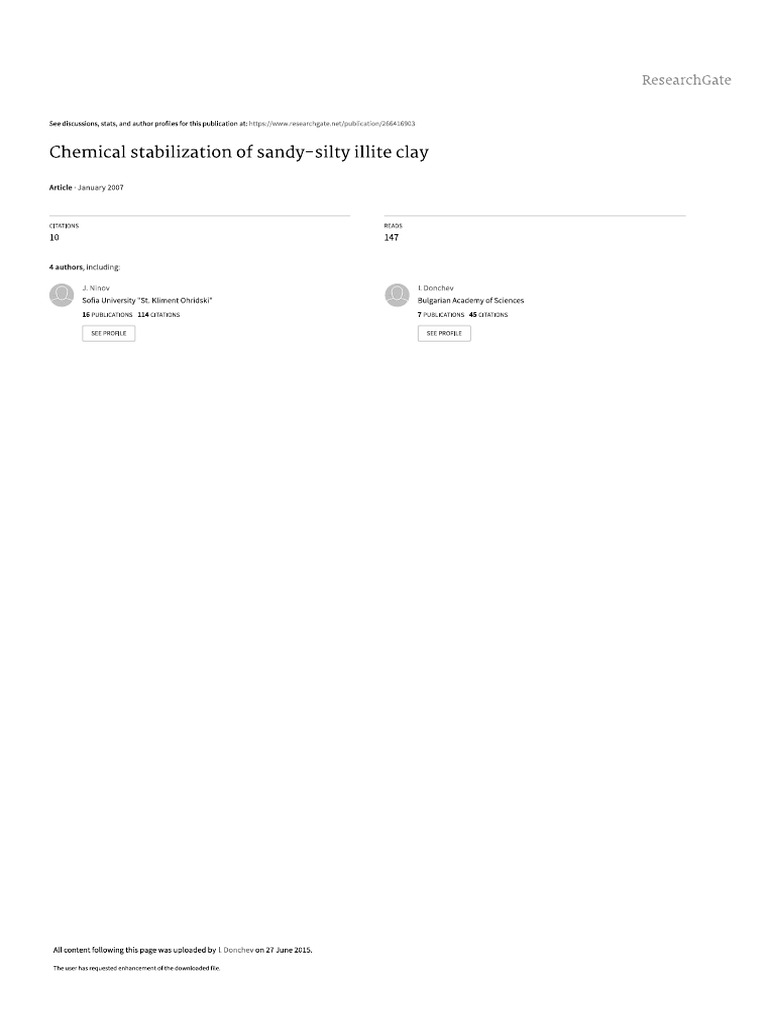 Chemical Stabilization of Sandy-Silty Illite Clay | PDF