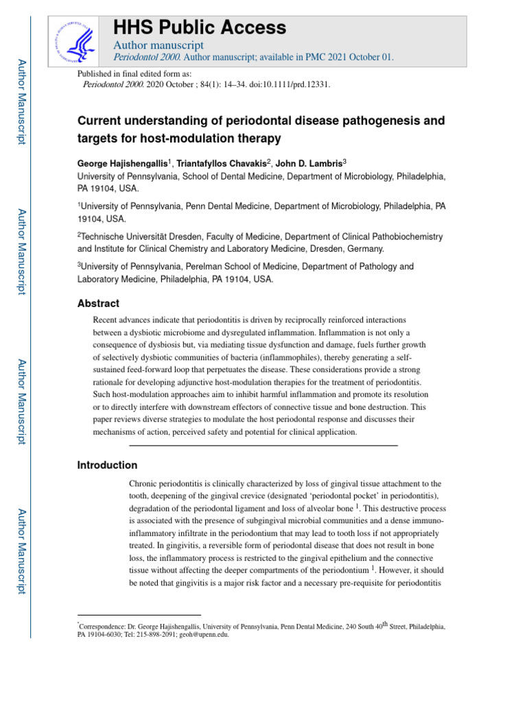 Hajishengallis 2020 - current understanding of periodontal disease ...