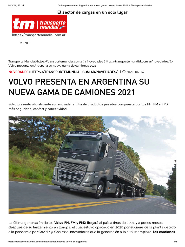 Nueva gama de camiones Volvo 2021 en Argentina | PDF | Camión ...