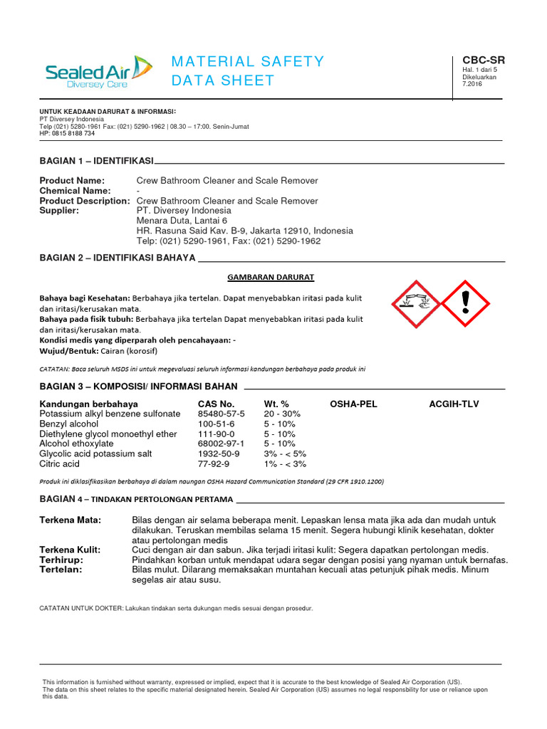 MSDS Crew BR 110816 | PDF