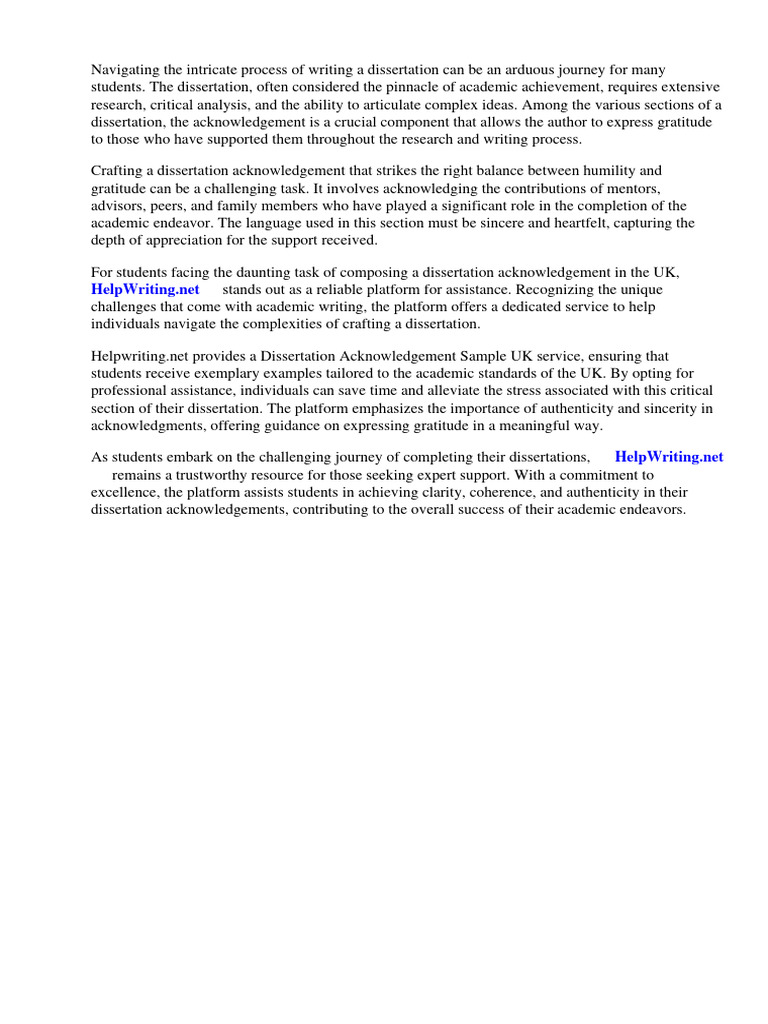 Dissertation Acknowledgement Sample Uk | PDF | Thesis | Written ...
