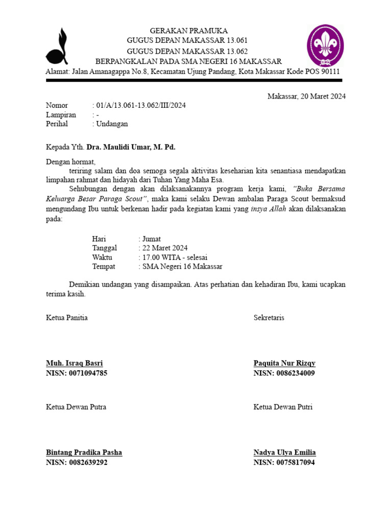 Keluarga Besar Paraga Scout", Maka Kami Selaku Dewan Ambalan Paraga ...