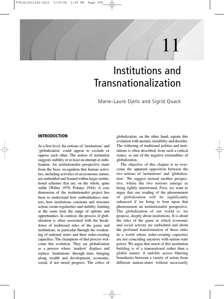 Institutions and Transnationalization | PDF | Institution | Globalization