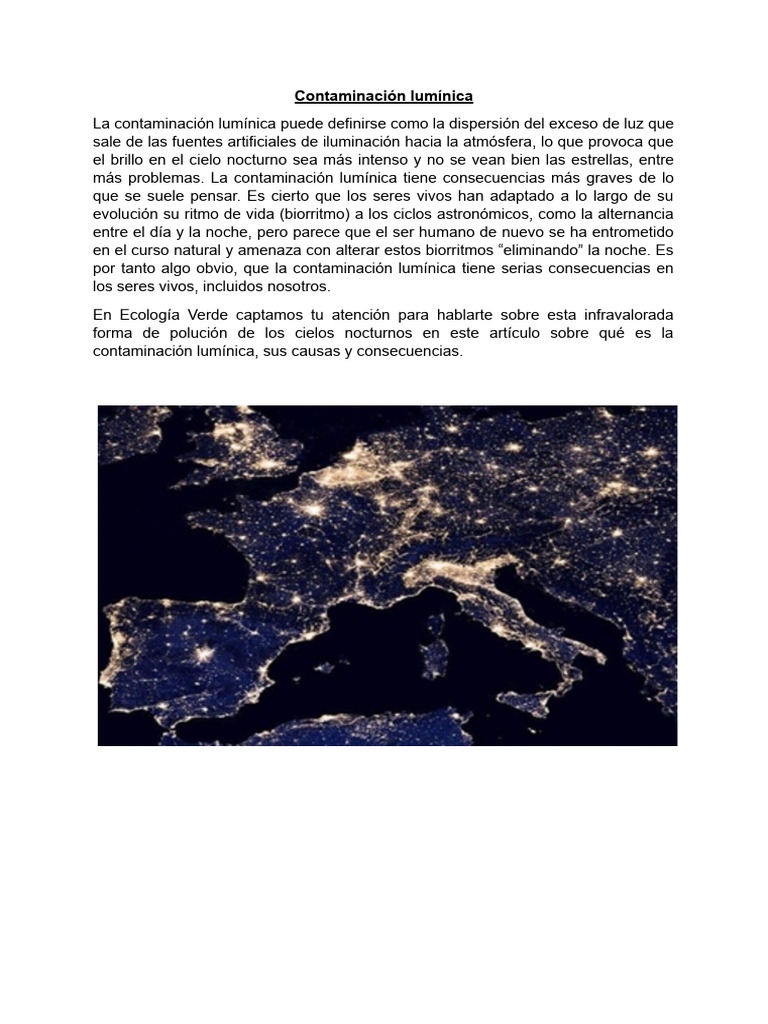 Contaminación Lumínica | PDF | Contaminación | Cielo