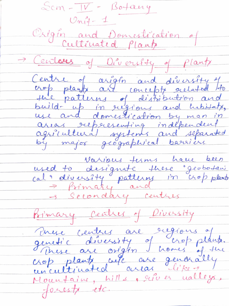 Botany Fourth Sem Unit 1 Origin and Domestication of Cultivated Plants | PDF | Wheat | Bean
