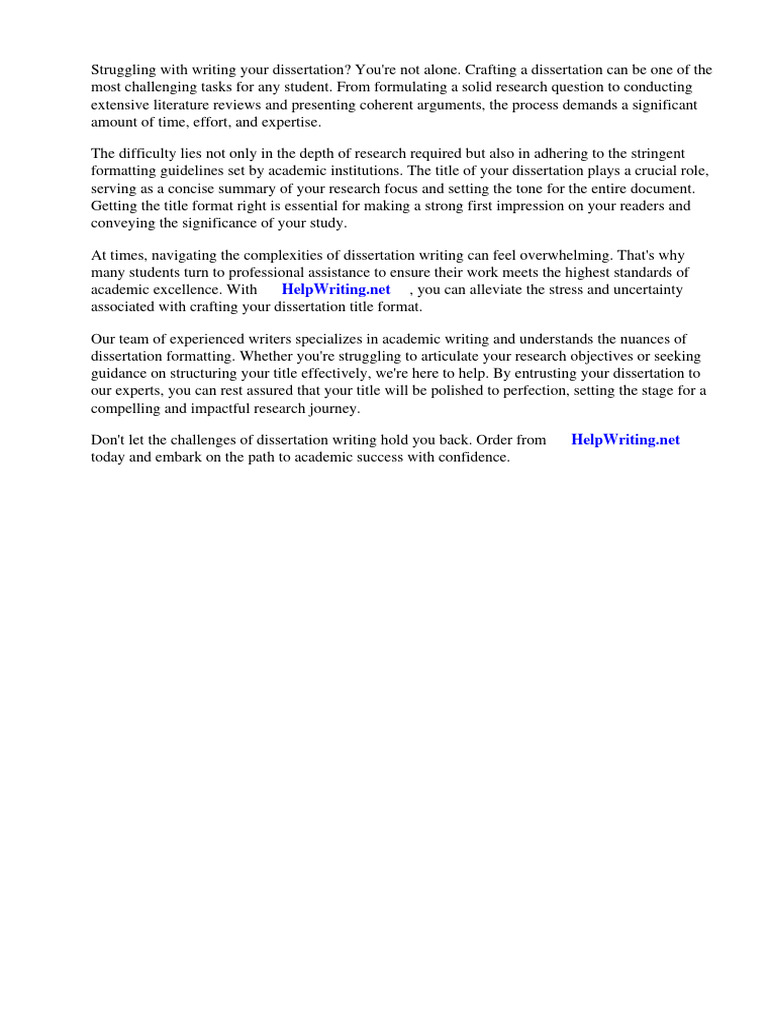 Dissertation Title Format | PDF | Thesis | Essays