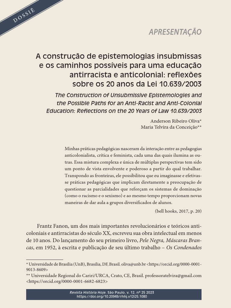 20 ANOS DA LEI 10.639 RHHJ+Ed.+Especial | PDF | Racismo | Discriminação ...