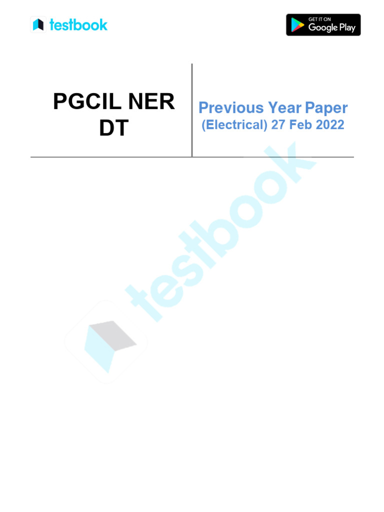 PGCIL NER DT Electrical 27 Feb 2022 Official Paper (English) | PDF