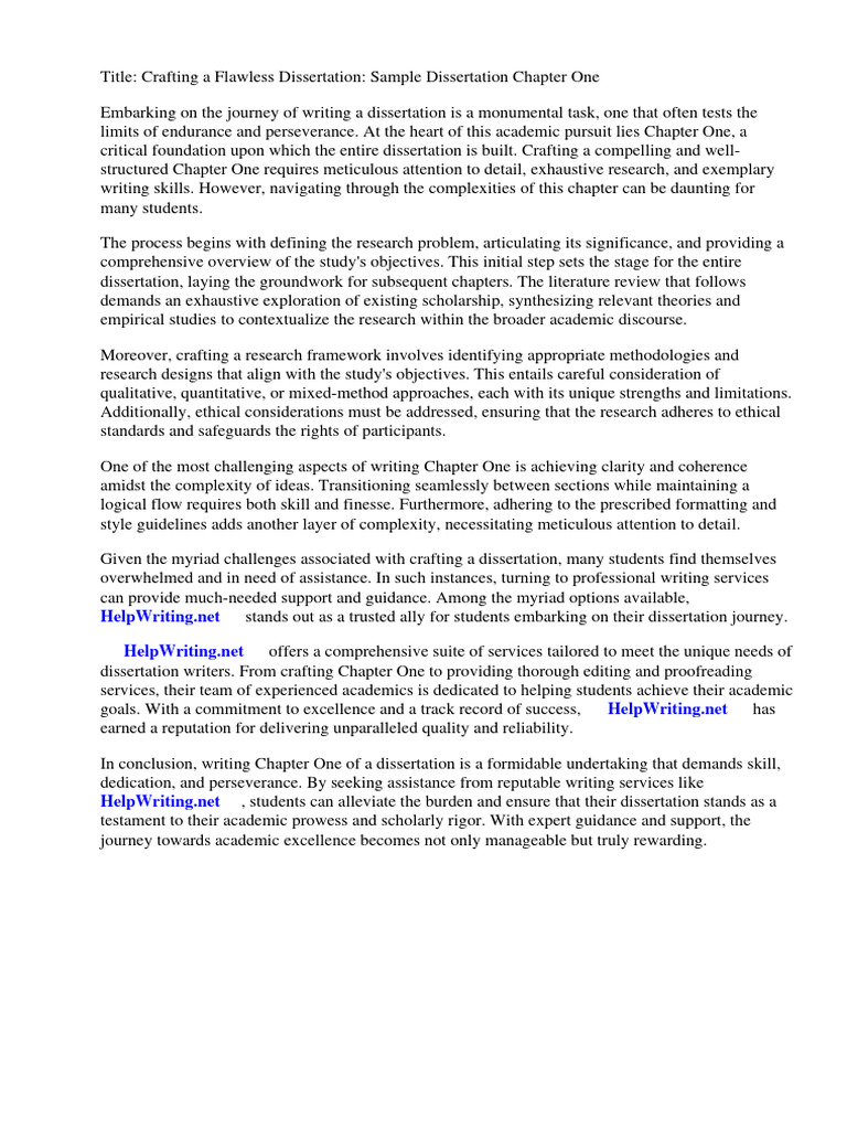 Sample Dissertation Chapter One | PDF | Biometrics | Thesis