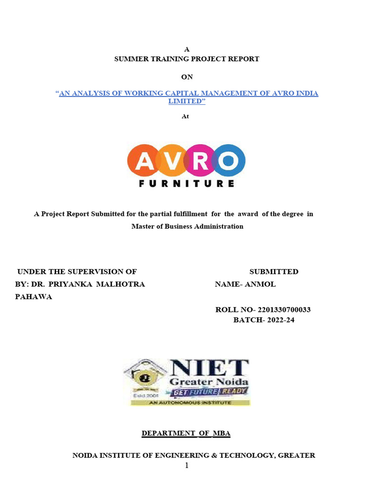 AVRO SPTR Editing | PDF | Working Capital | Revenue