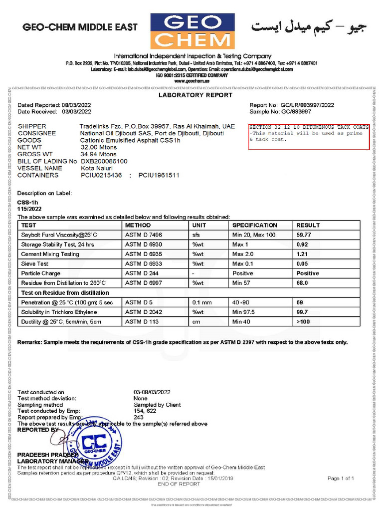 Geochem CSS1h - NOC Djibouti (3) | PDF
