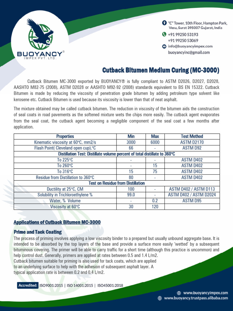 CUTBACK-BITUMEN-MC-3000 | PDF | Road Surface | Physical Sciences