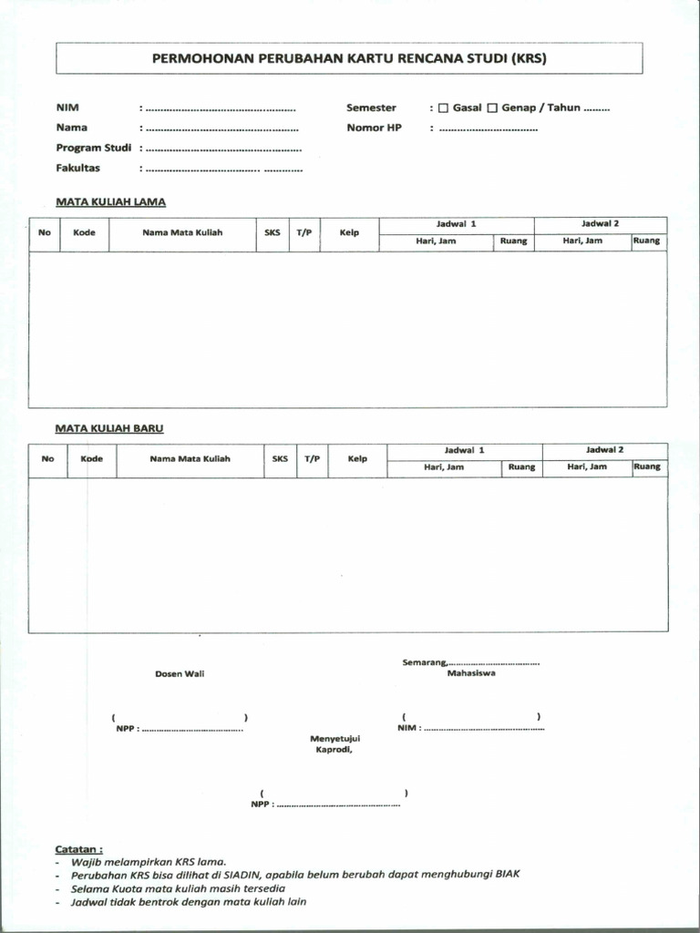Form Koreksi - Krs | PDF