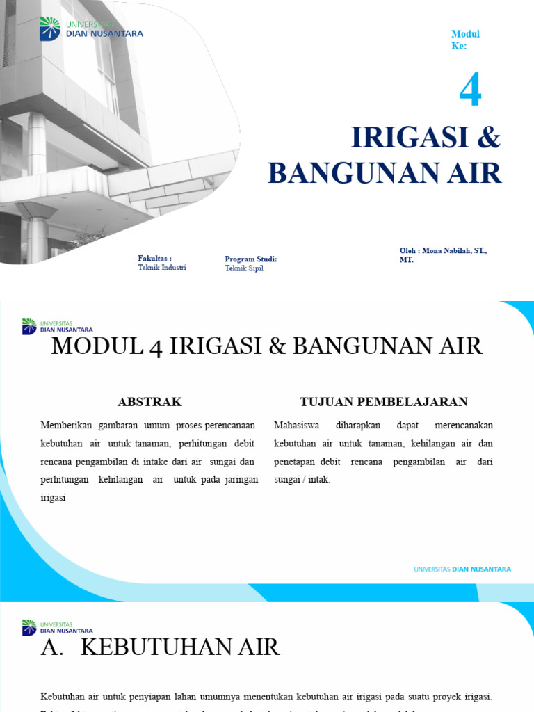 Modul Irigasi & Bangunan Air Pertemuan 4 | PDF