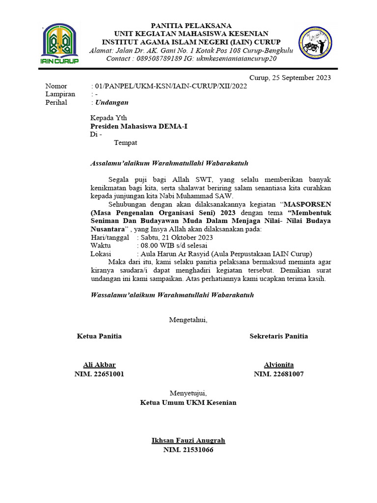 Undangan Ormawa | PDF