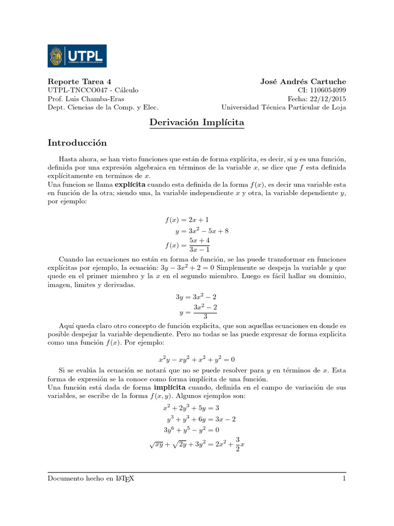 Derivadas Derivacion Implicita | PDF | Derivado | Función (Matemáticas)