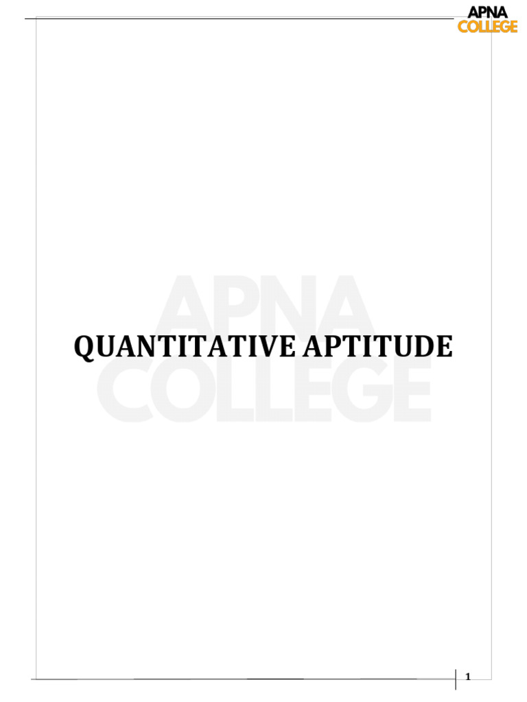 Quantitative Aptitude Sheet by Apna College @deltabatch Apna | PDF | Speed | Ratio