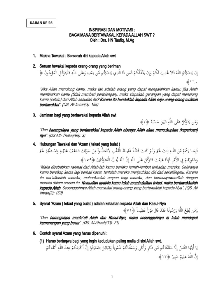 Makna dan Pentingnya Tawakal kepada Allah | PDF | Agama & Spiritualitas