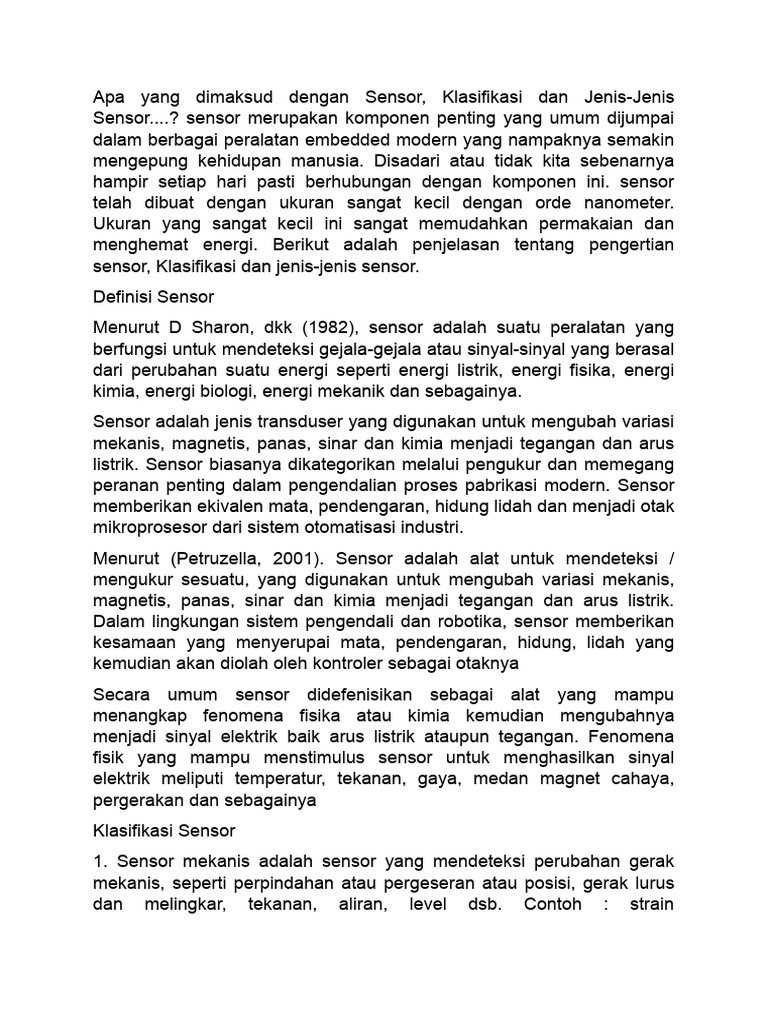 Klasifikasi dan Jenis Sensor Elektronik | PDF