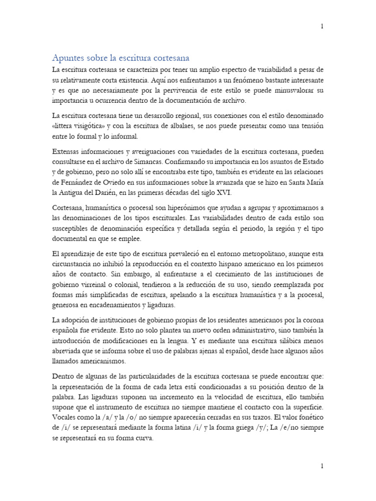 Escritura Cortesana | PDF | Escritura | Ortografía