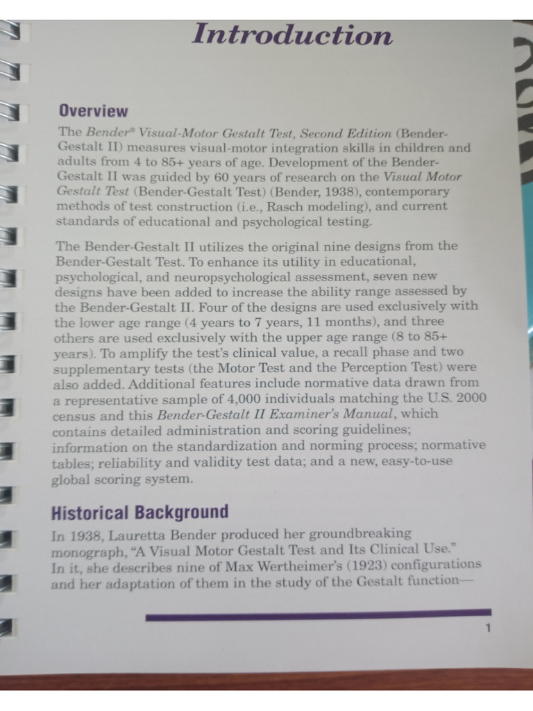 Bender Visual Motor Gestalt Test | PDF