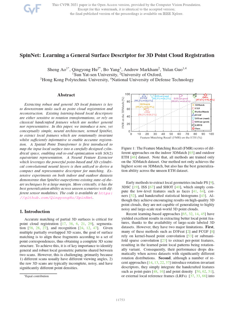 Ao SpinNet Learning A General Surface Descriptor For 3D Point Cloud CVPR 2021 Paper | PDF ...