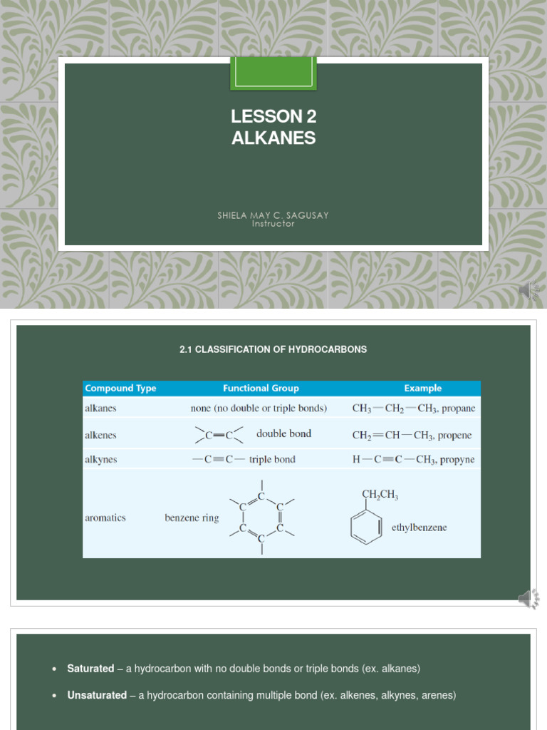 Lesson 2 - Alkanes | PDF | Alkane | Alkene