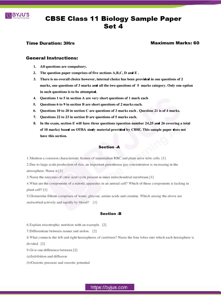 CBSE Class 11 Biology Exam Guide | PDF | Biology | Plants