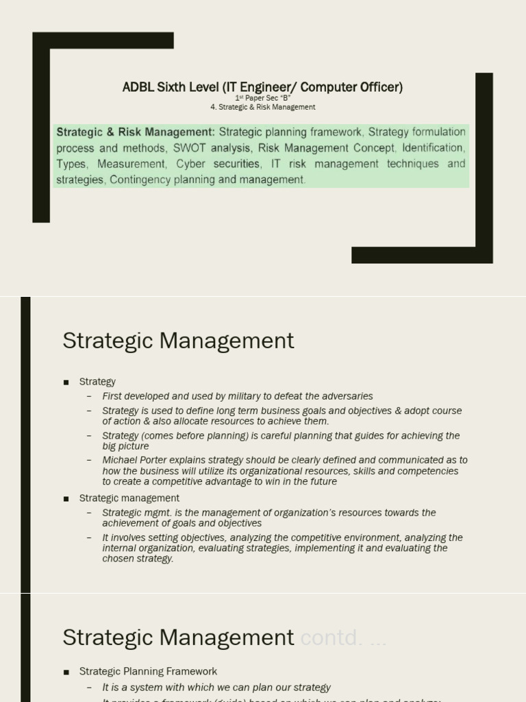 Strategic - Risk MGMT | PDF | Risk Management | Risk