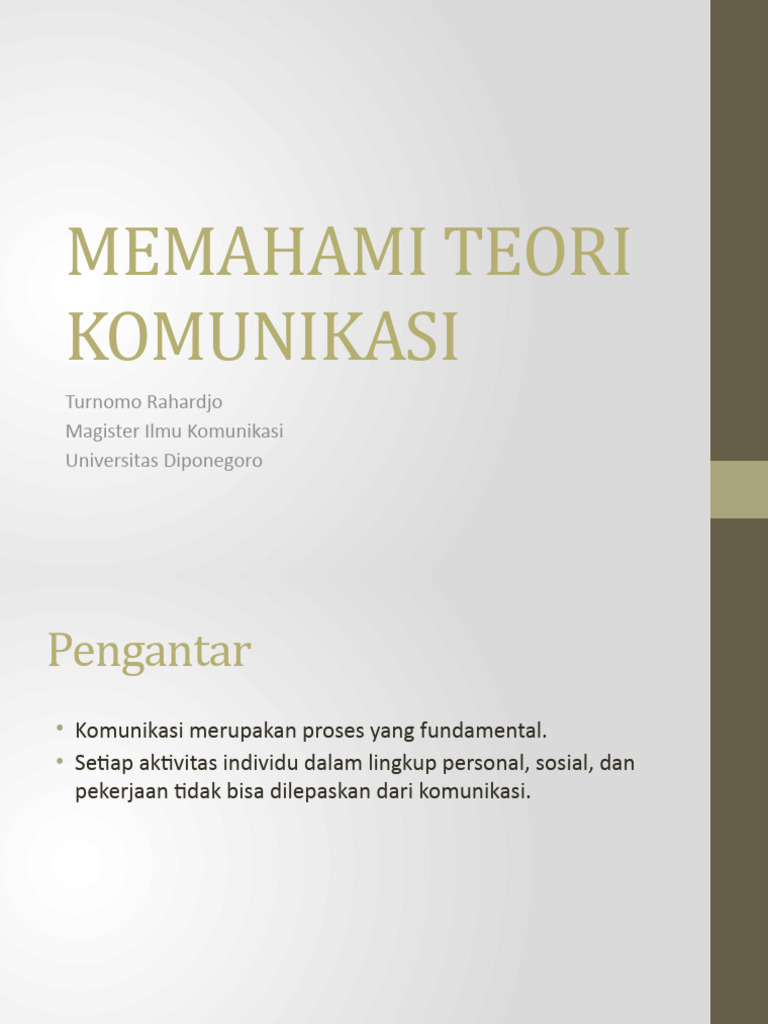 UNDERSTANDING COMMUNICATION THEORIES | PDF