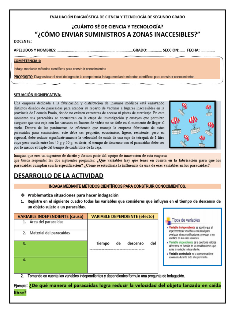 Evaluación Diagnóstica de Ciencia y Tecnología 2do | PDF | Hipótesis ...