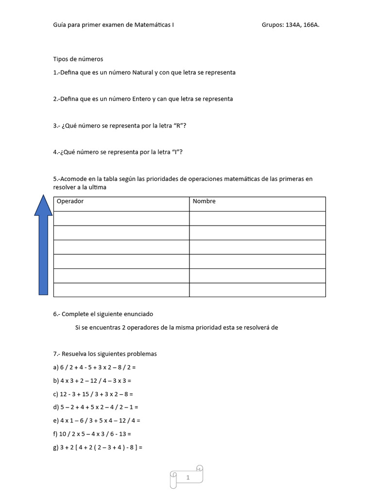 Guia de Estudio Matematicas I Examen 1 r2024 | Descargar gratis PDF | Teoría de los números ...