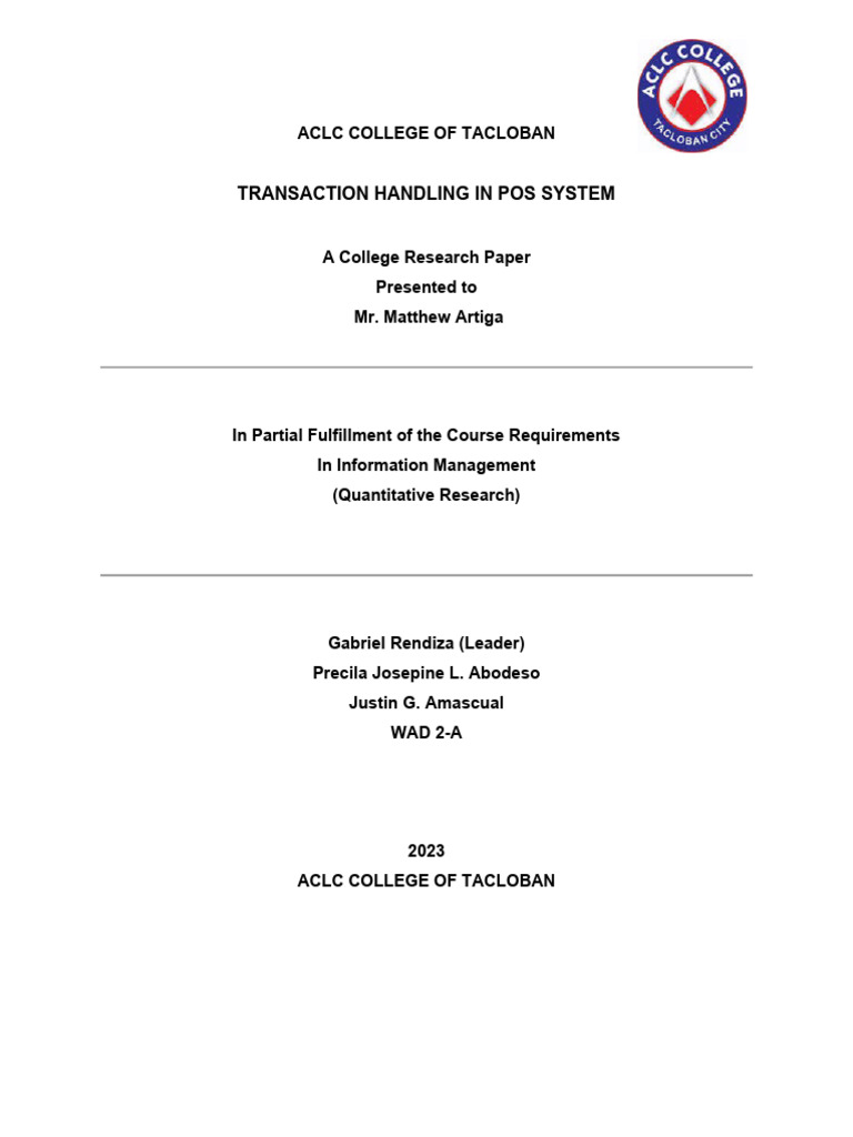 pos system (2) | PDF | Point Of Sale | Survey Methodology