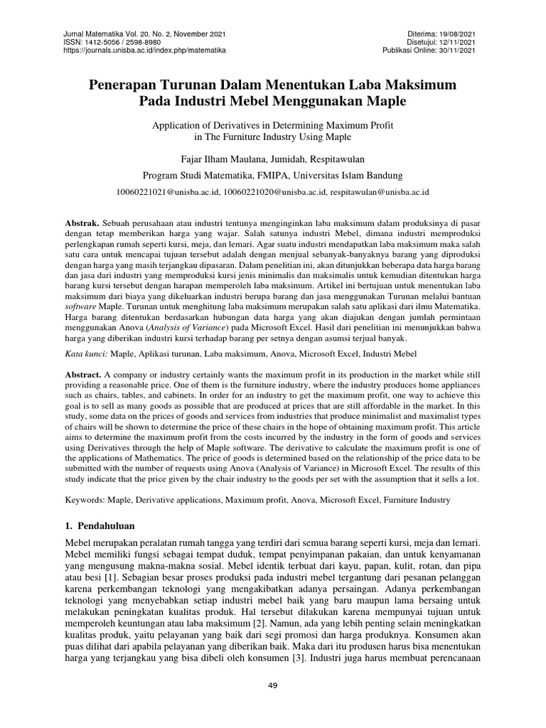 Erwin2h, Fajar - Jumidah - Mebel Turunan (Final) | PDF | Metode & Bahan Ajar | Komputer