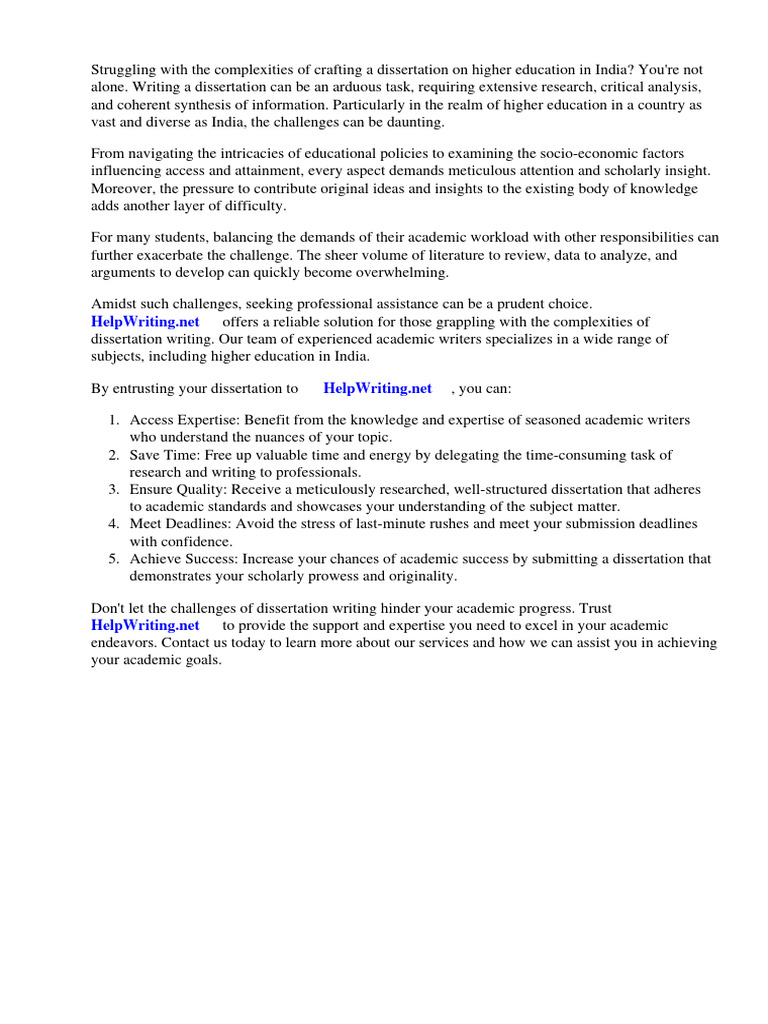 Dissertation On Higher Education in India | PDF | University | Thesis