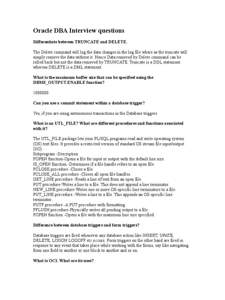Oracle DBA Interview Questions | PDF | Parameter (Computer Programming) | Oracle Database