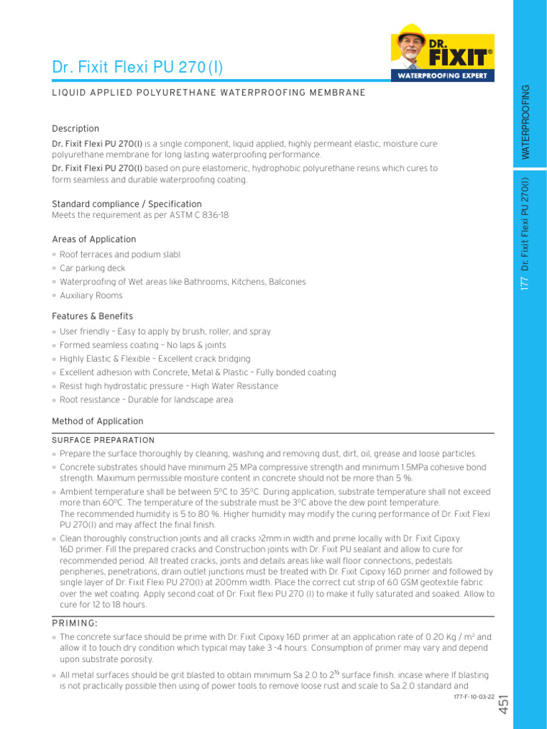 DR - Fixit Flexi PU 270I | PDF | Concrete | Secondary Sector Of The Economy