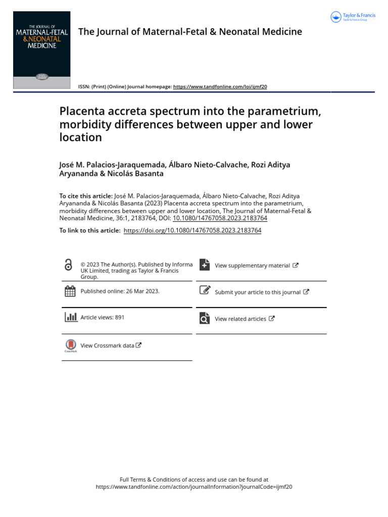Placenta Accreta Spectrum Into The Parametrium Morbidity Differences ...