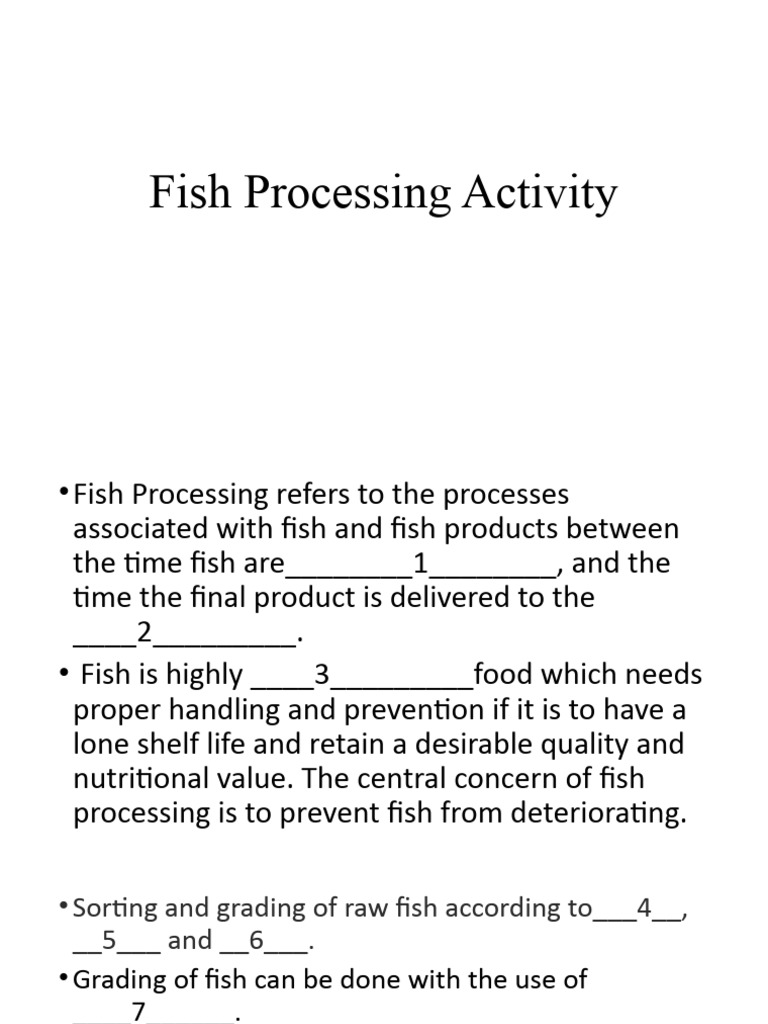 Fish Processing Activities Lecture Guide | PDF | Fish | Food Industry